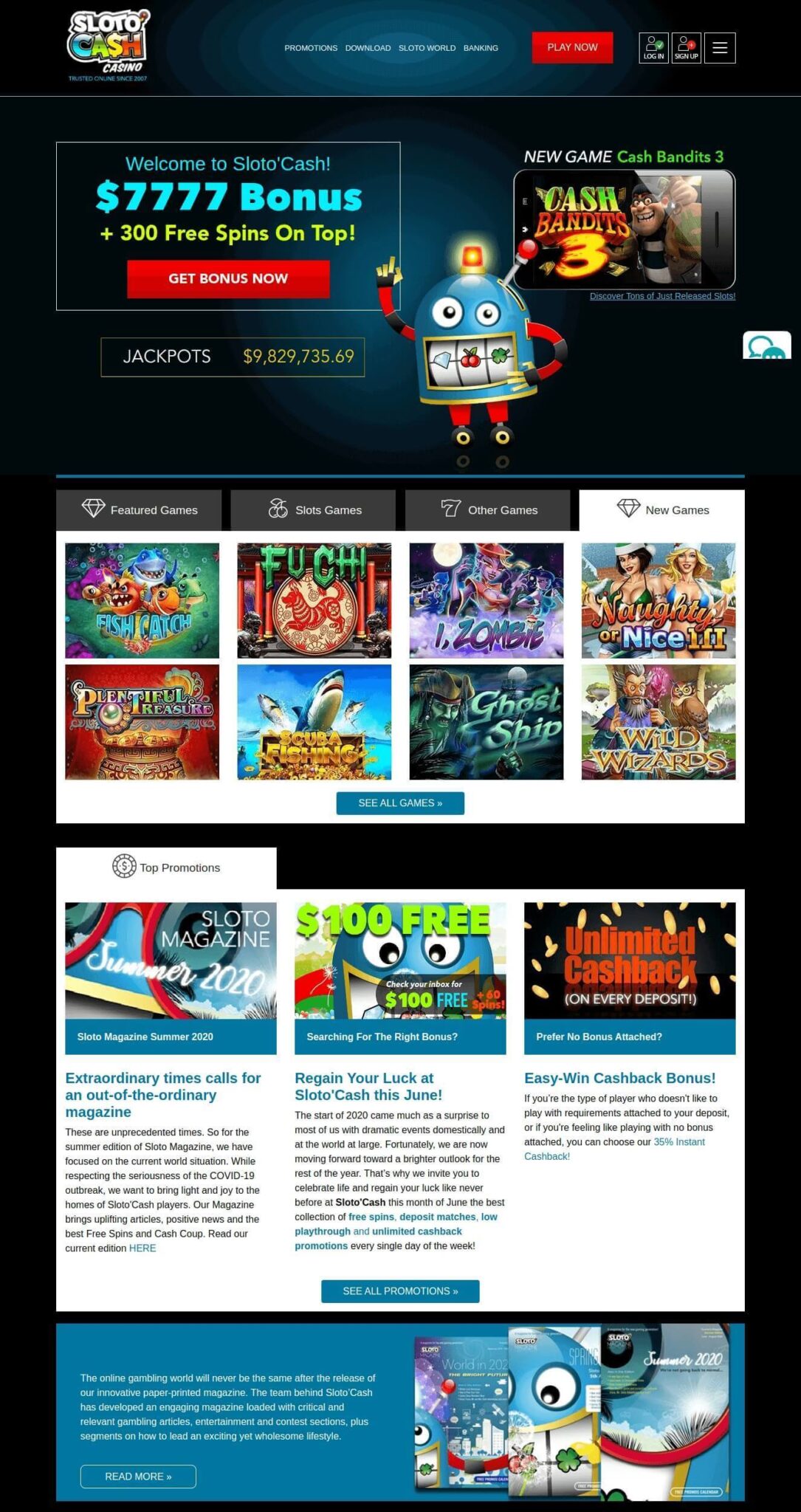 Sloto Cash Casino Review 2021 | Welcome Bonus Up to $7,777 | Casino Bike