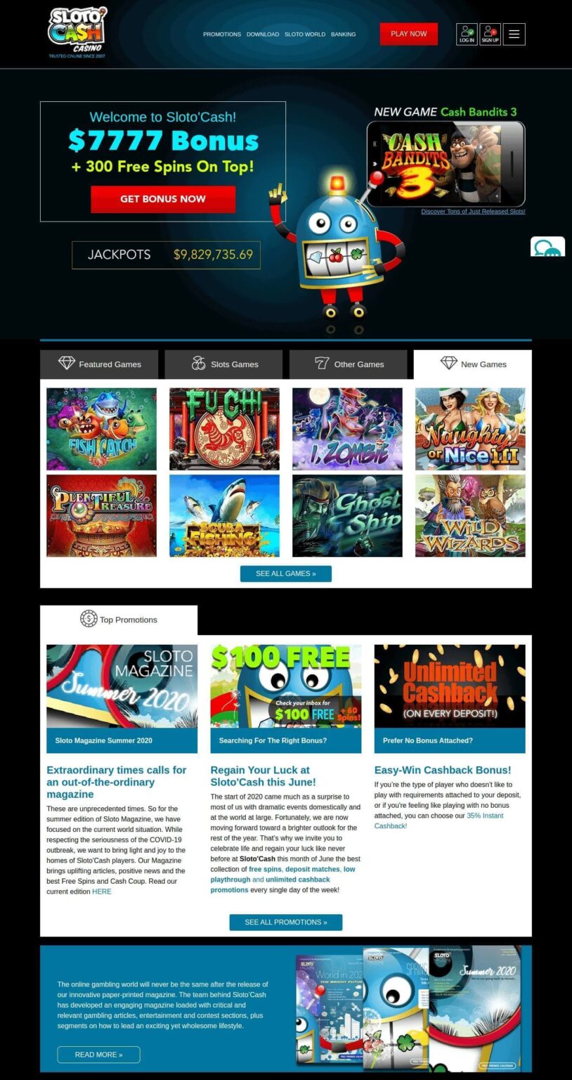 Sloto Cash Casino Review 2021 | Welcome Bonus Up to $7,777 | Casino Bike